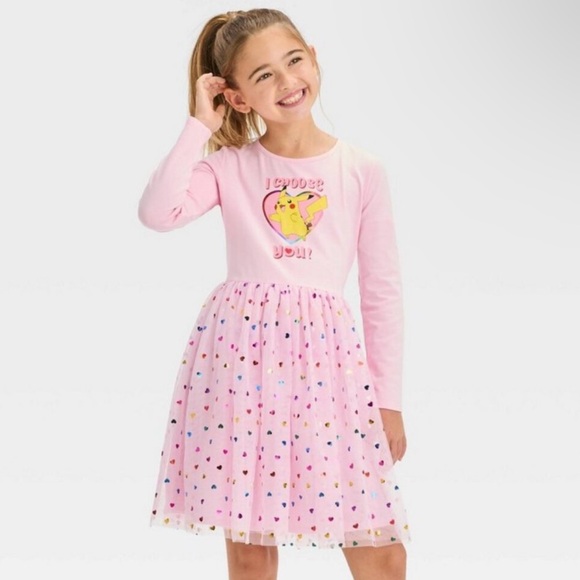 Dresses | Pokemon I Choose You Girls Pikachu Heart Tutu Dress Pink Nwt ...